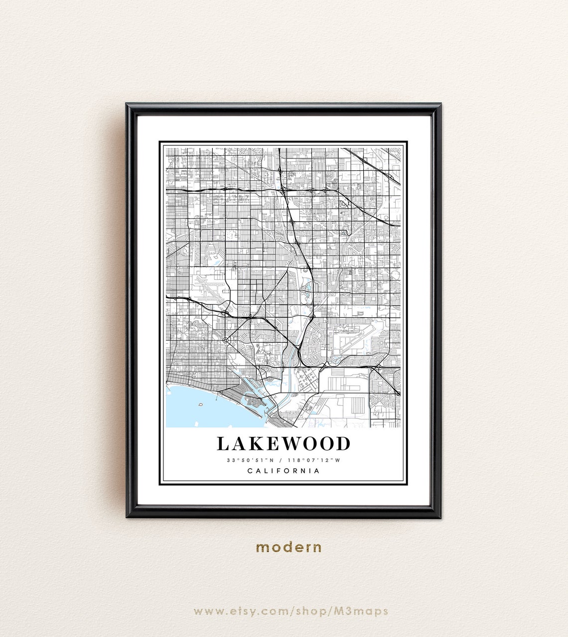 Lakewood California Map Lakewood CA Map Lakewood City Map - Etsy
