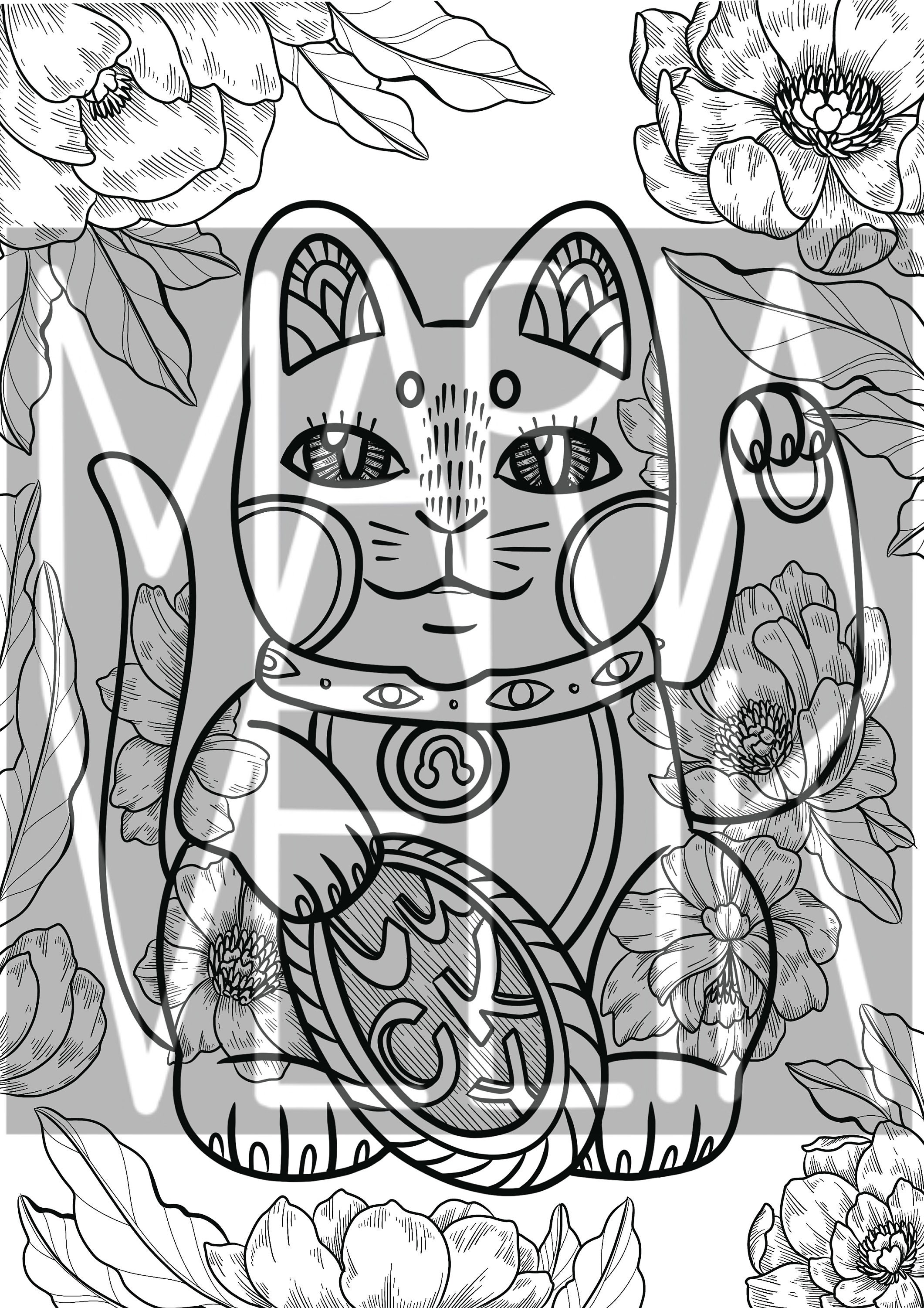 Lucky Cat Coloring Pages
