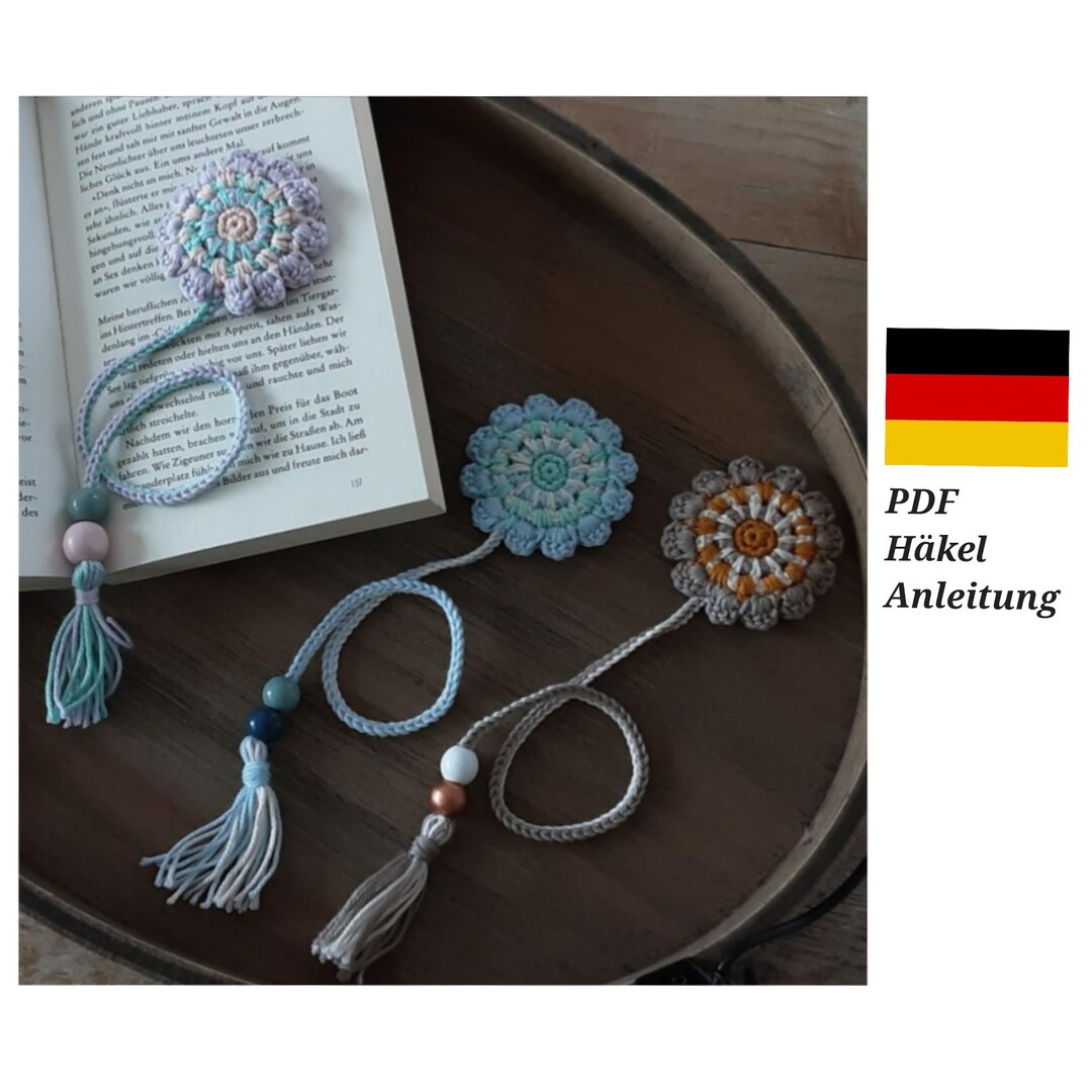 PDF Instructions German Bookmark Mandala Crochet Instructions Flower ...