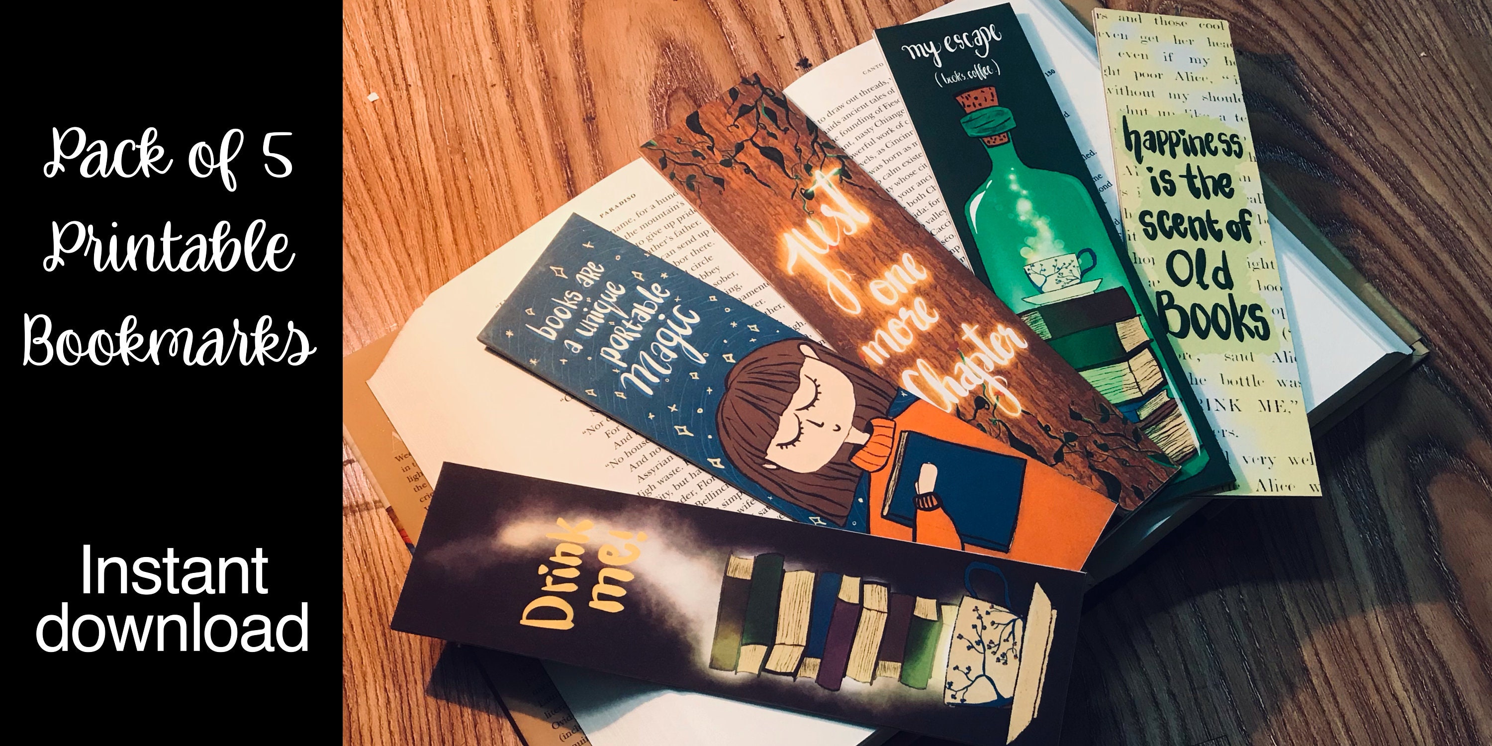 Printable Bookmarks Set Instant Download - Etsy