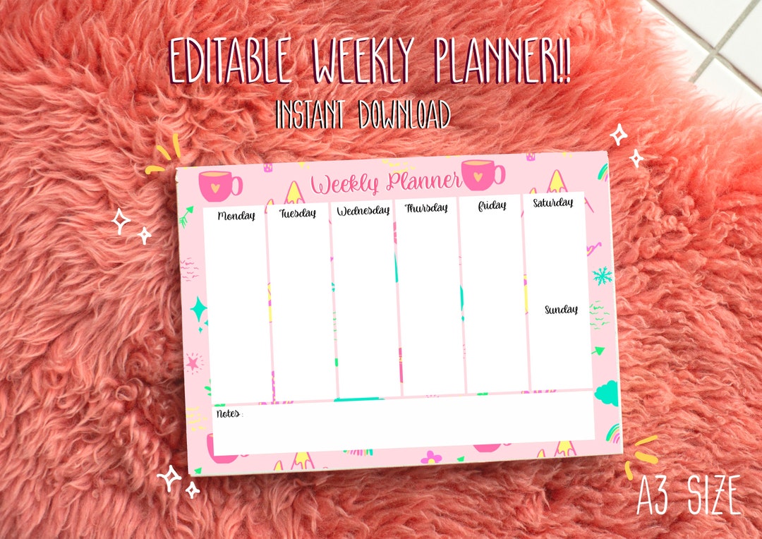 Weekly Planner Printable Editable File - Etsy