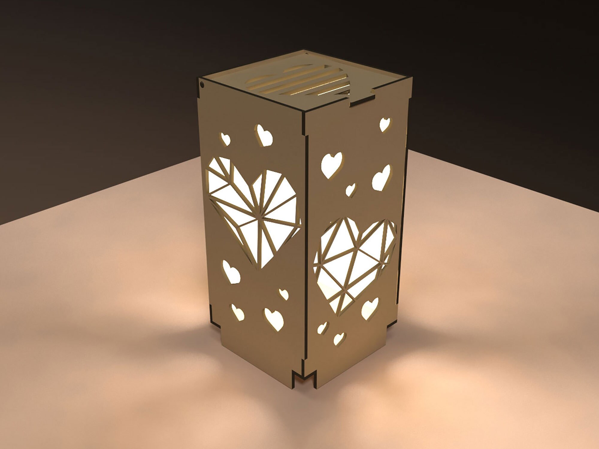 Heart Lamp, Night Lantern, Valentine's Day Light Box Vector Plans File ...