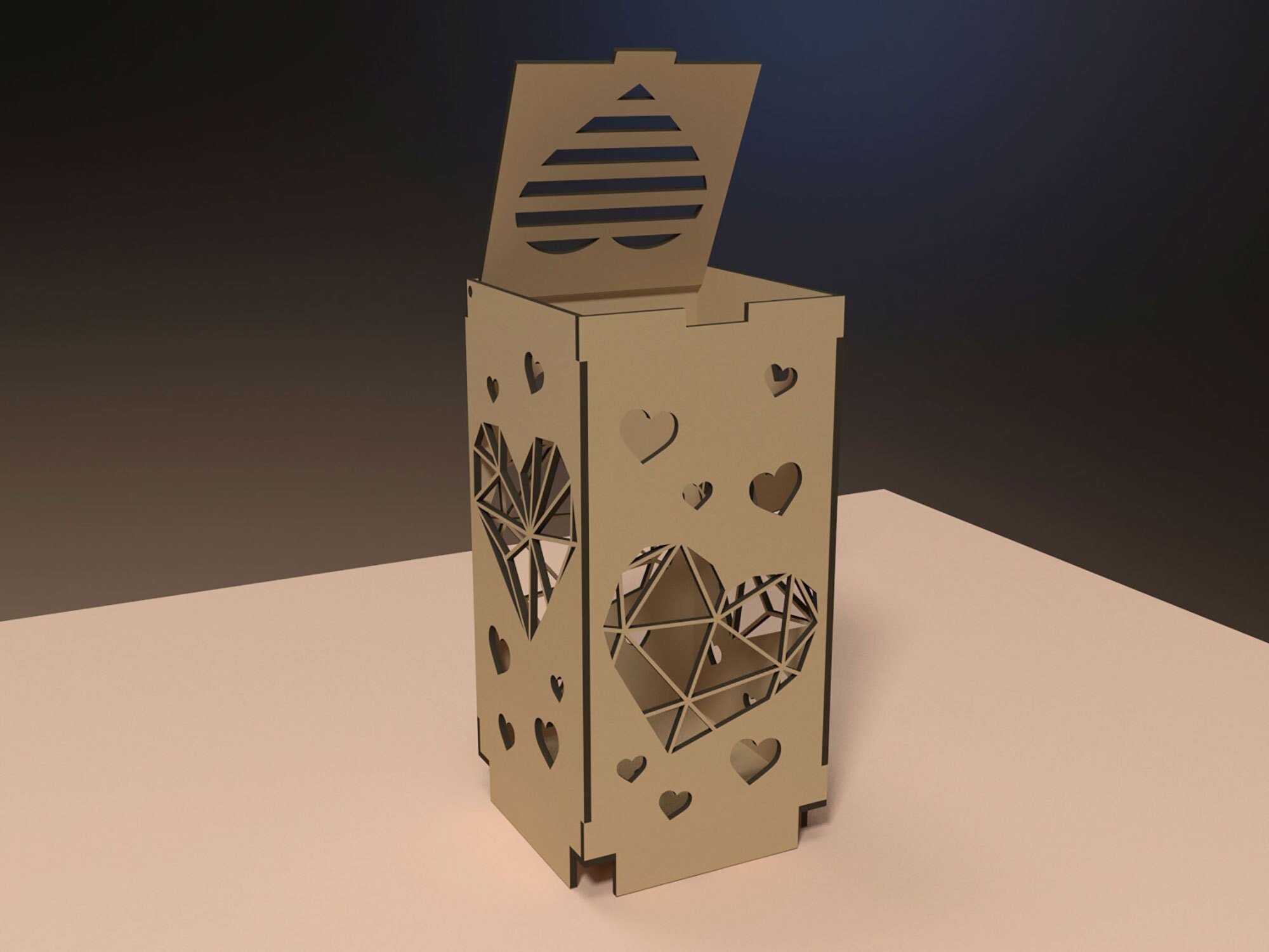 Heart Lamp, Night Lantern, Valentine's Day Light Box Vector Plans File ...