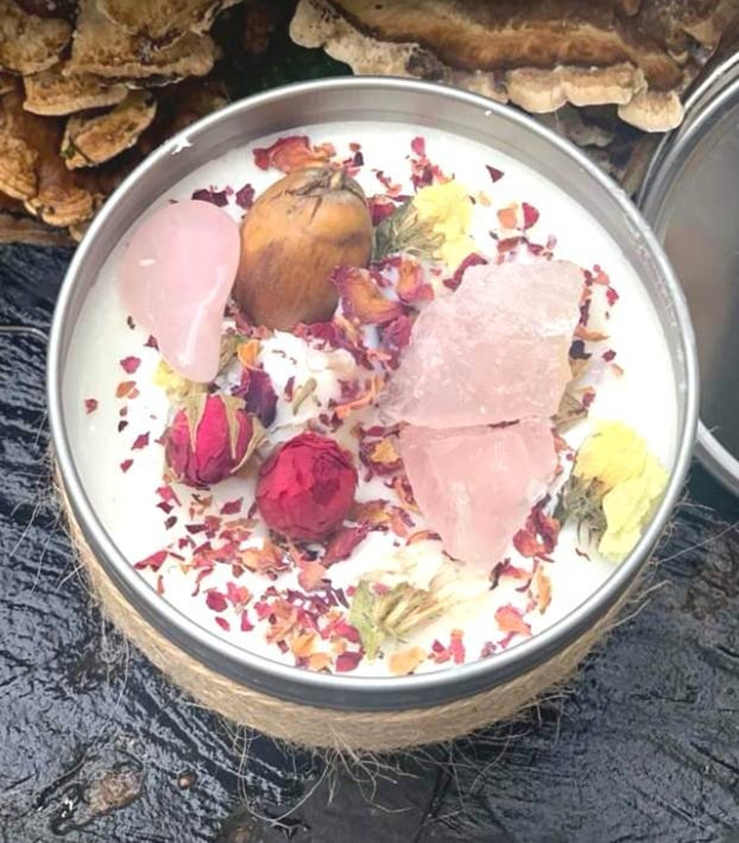 POSITIVE ENERGY CRYSTAL Rose Chakra Candle Quartz 4oz Soy Vegan Candle ...