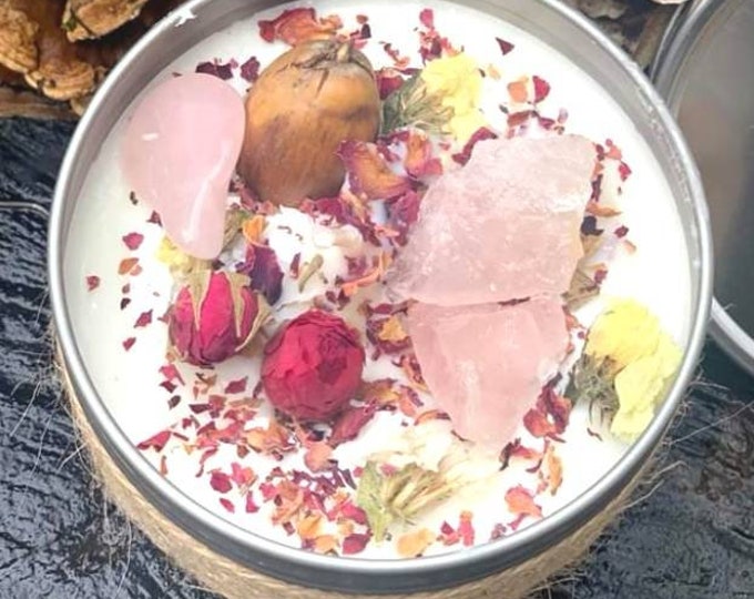POSITIVE ENERGY CRYSTAL Rose Chakra Candle Quartz 4oz Soy - Etsy