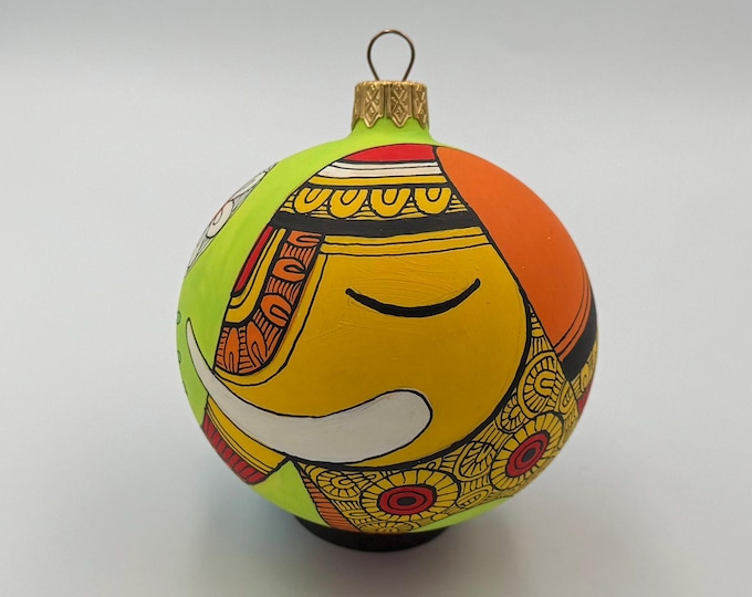 Elephant - Original Hand Painted Glass Christmas Ornament, Painting on ...