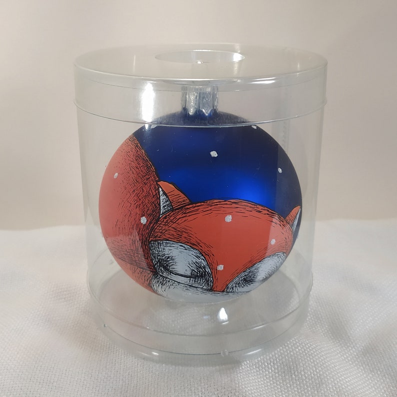 Fox in Snow Original Hand Painted Glass Christmas Ornament | Etsy