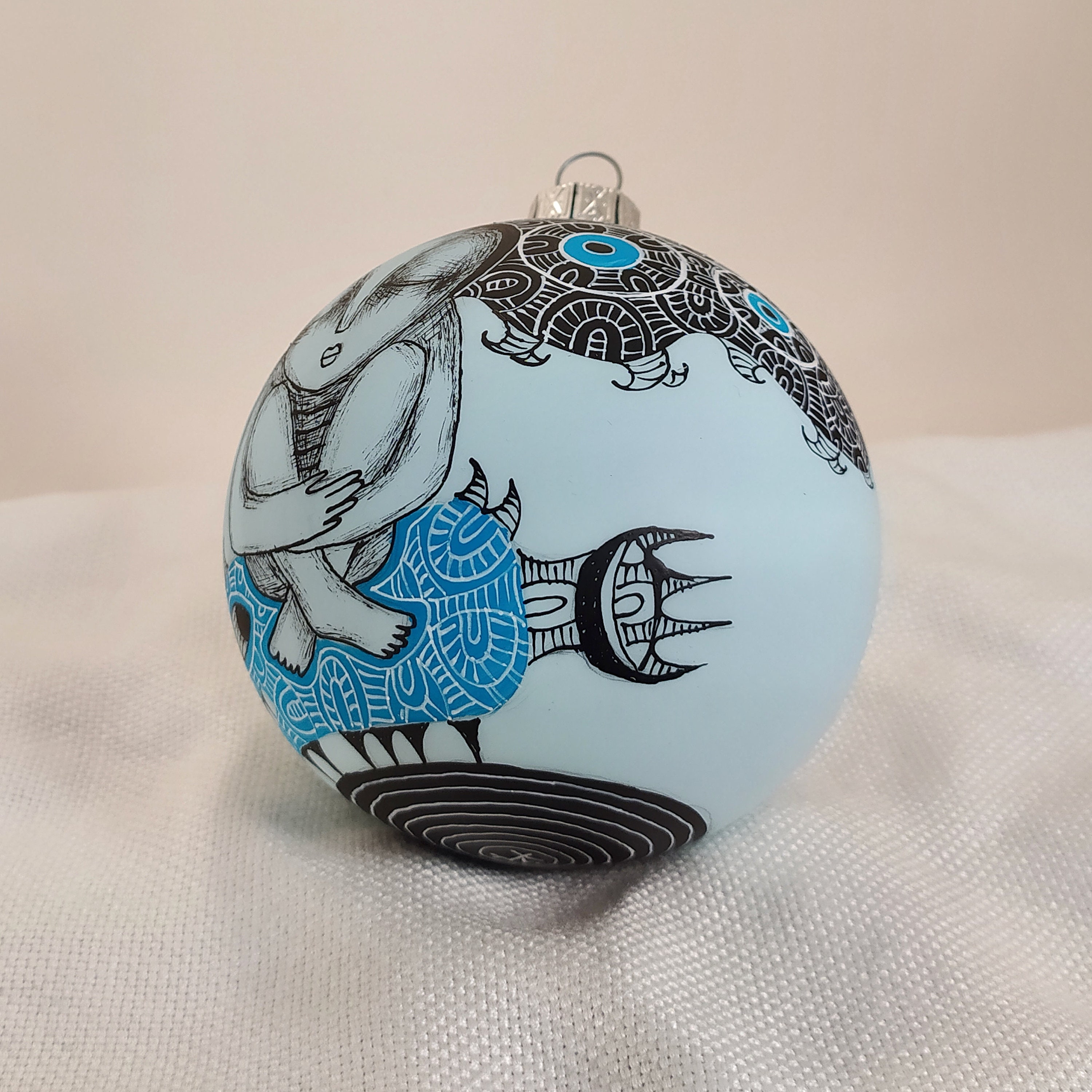 Glass Christmas Ornament: Girl on Fish Bauble - Etsy