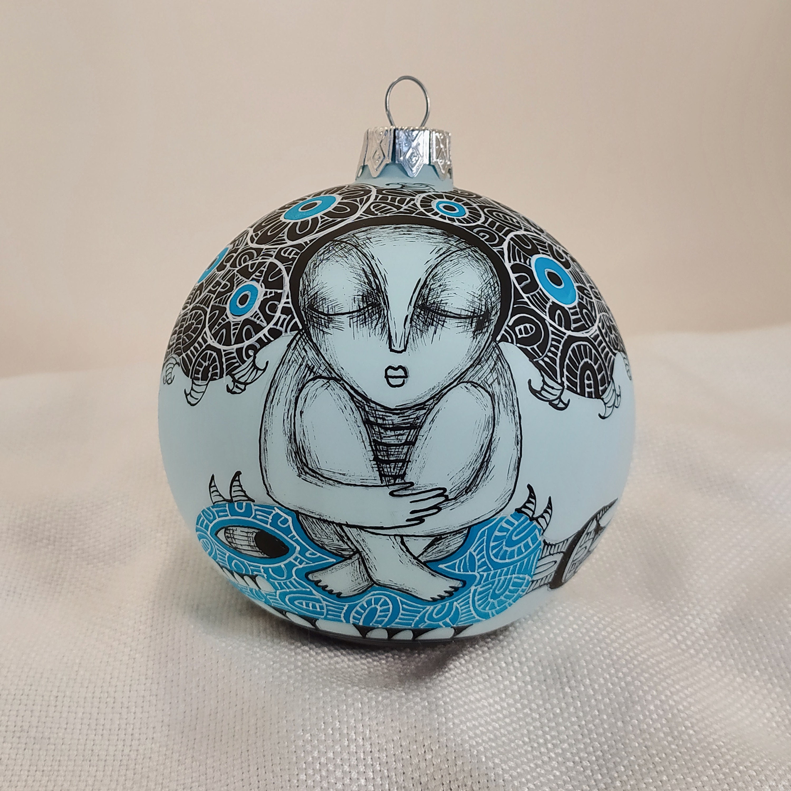 Glass Christmas Ornament: Girl on Fish Bauble - Etsy