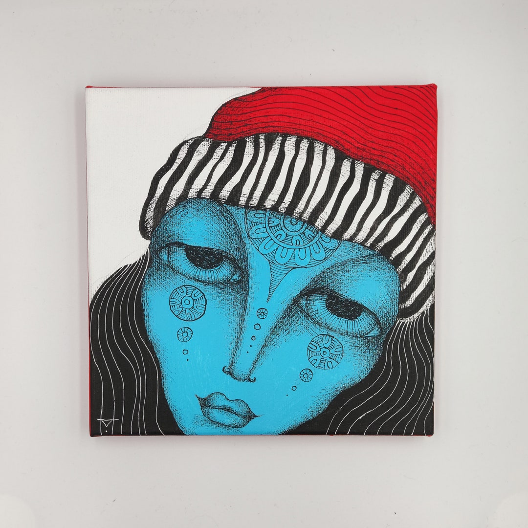 Mood in Blue - Small 8x8 Painting on Canvas Original Acrylic - Etsy