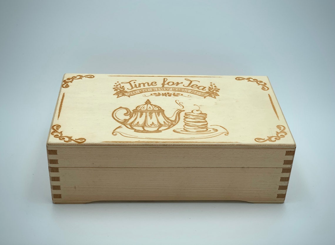 Engraved Wooden Tea Boxtea Storage Box | Etsy