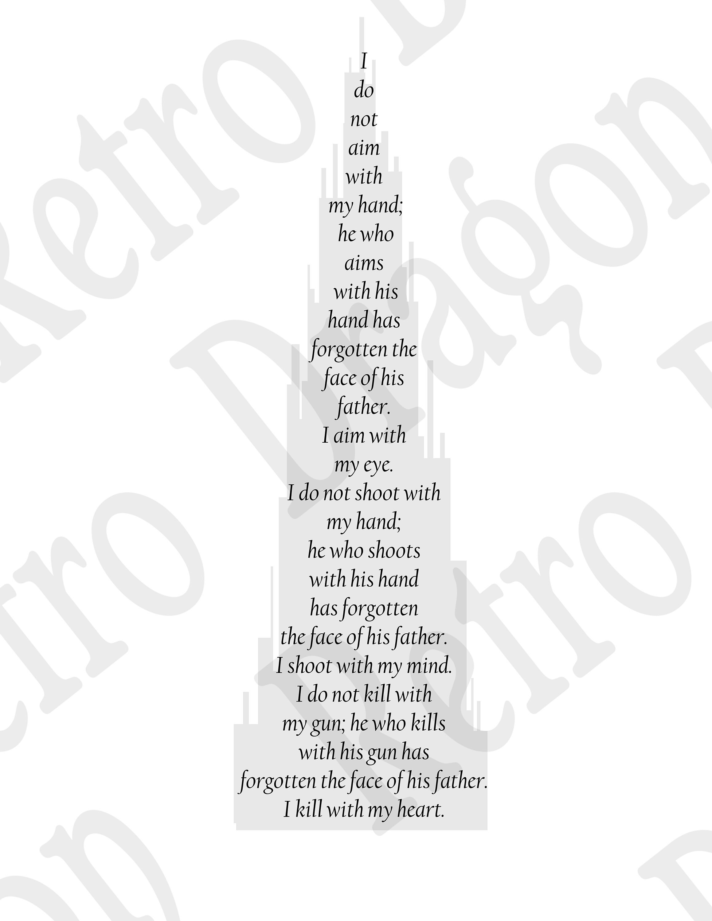 Dark Tower Gunslinger Creed | Digital Printable PNG File |instant ...