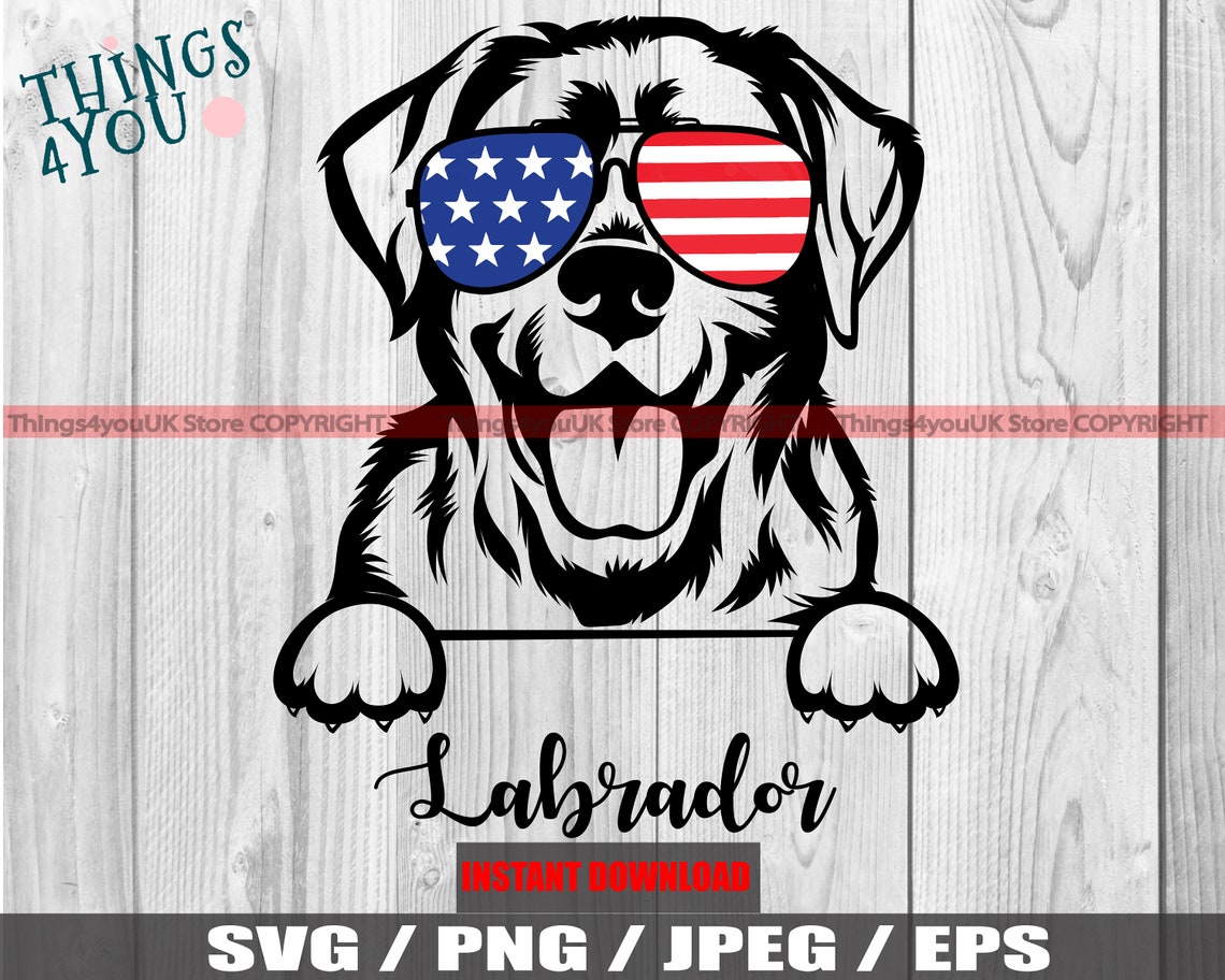 Labrador SVG Labrador in Sunglasses Usa Flag SVG Peeking - Etsy