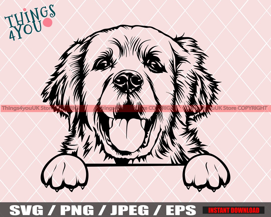 Golden Retriever SVG Png Jpeg Eps Cricut Cut File Outline Design ...