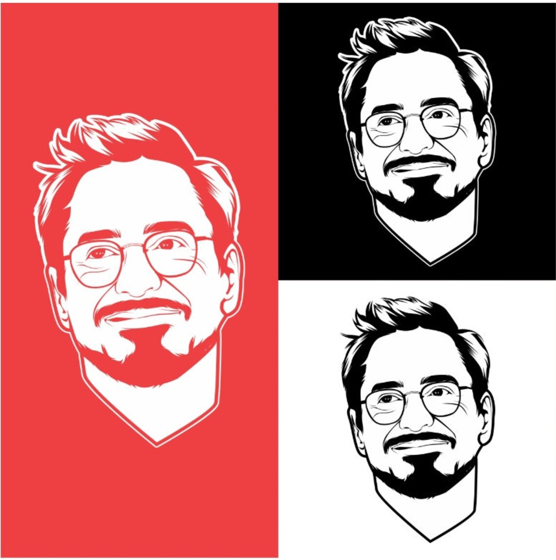 Cartoon Portrait Minimalist Flat Line Avatar Cartoon Profile - Etsy