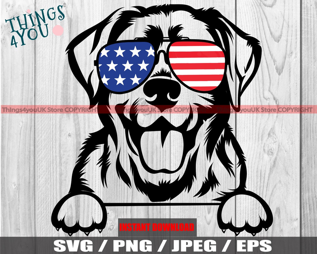 Labrador SVG, Labrador in Sunglasses Usa Flag SVG, Peeking Labrador ...