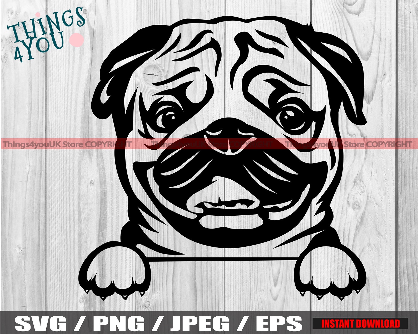 Pug SVG, Cute Pug SVG, Pug Clipart, Peeking Pug SVG, Pug Lovers, Pug ...