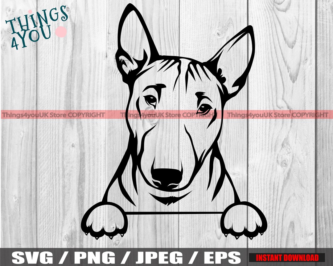 English Bull Terrier SVG, Bull Terrier SVG, Peeking Dog, Bull Terrier ...