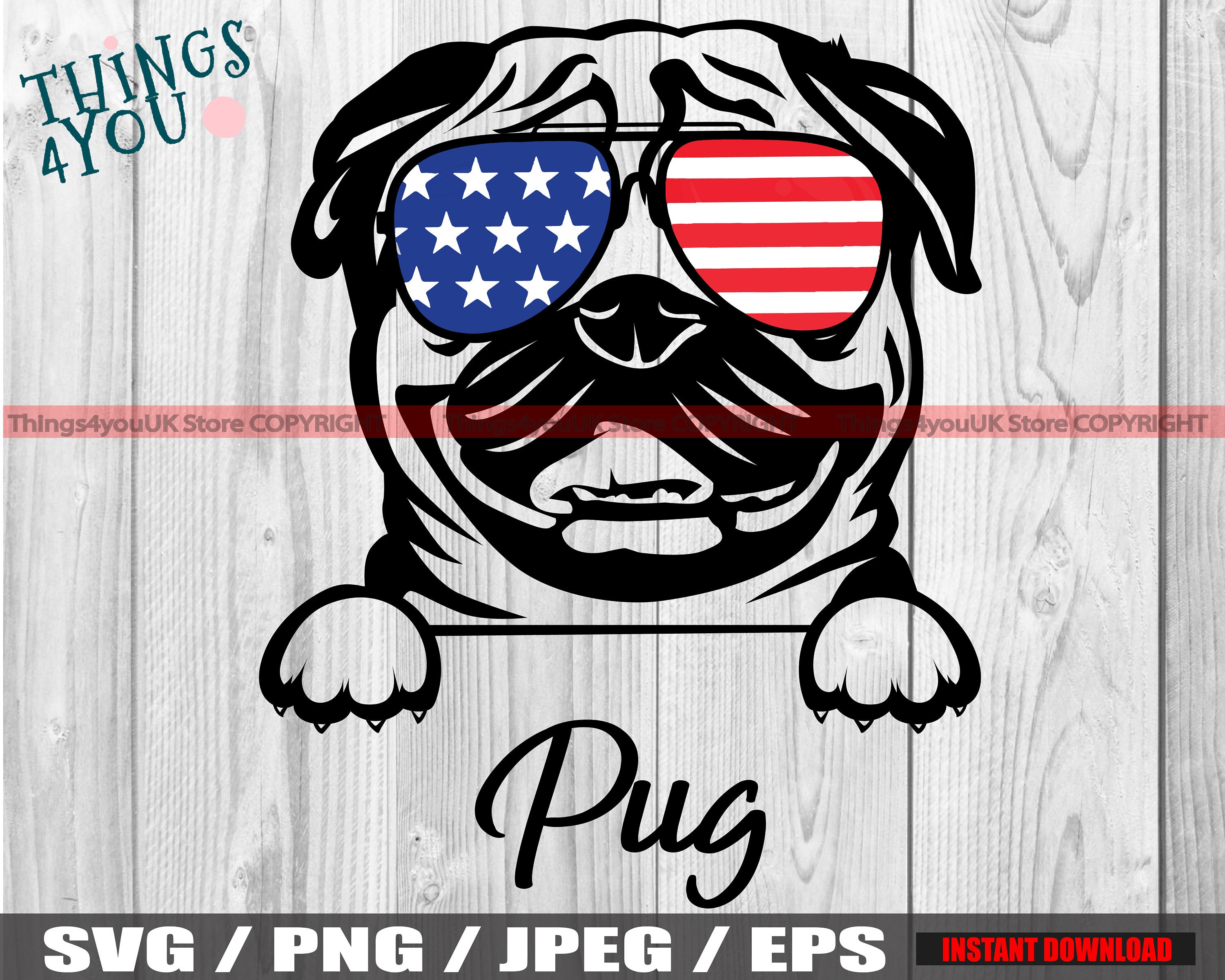 Pug SVG Cute Pug SVG Pug Clipart Peeking Pug SVG Pug - Etsy