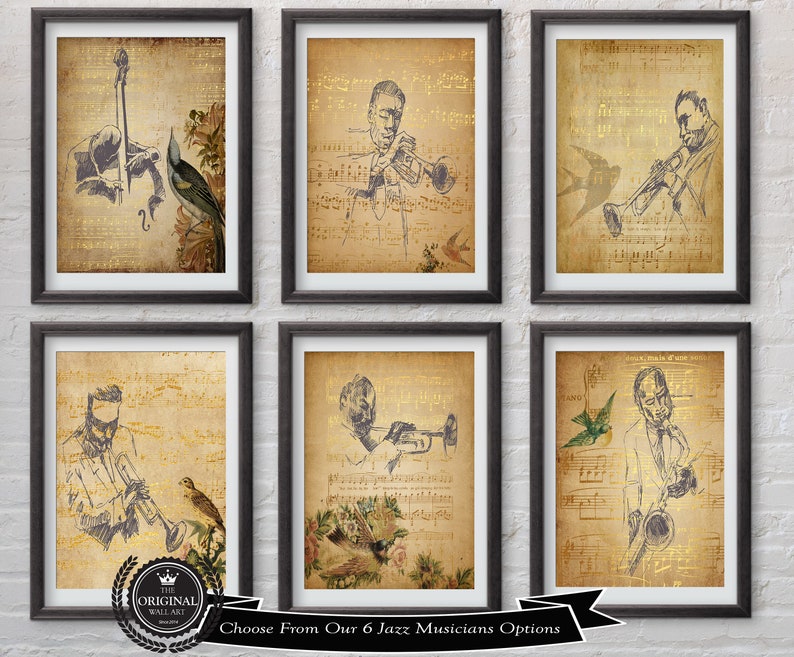 Jazz Musicians Poster Set, Jazz Band Art Print, New Orleans, Saxophone ...