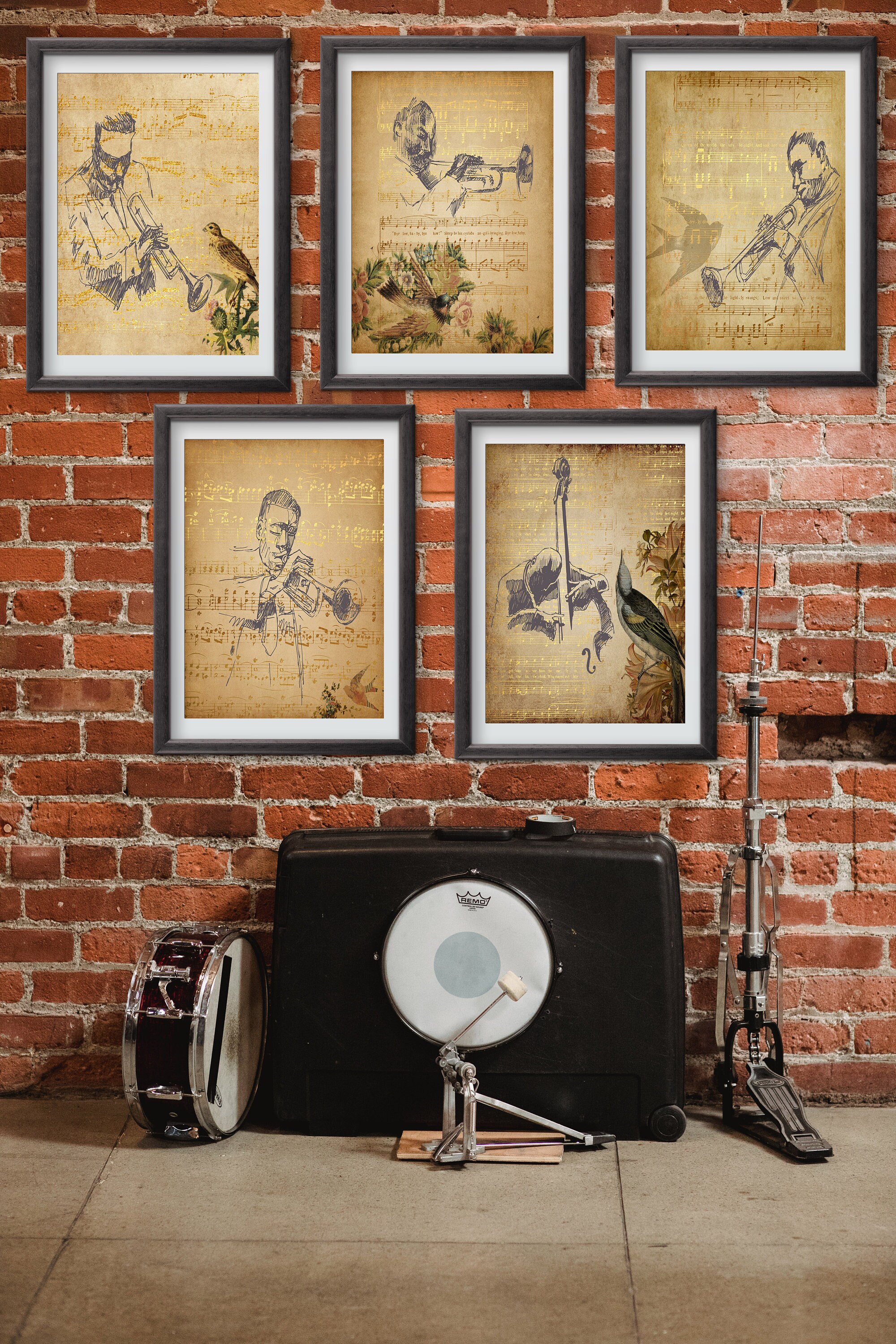 Jazz Musicians Poster Set, Jazz Band Art Print, New Orleans, Saxophone ...