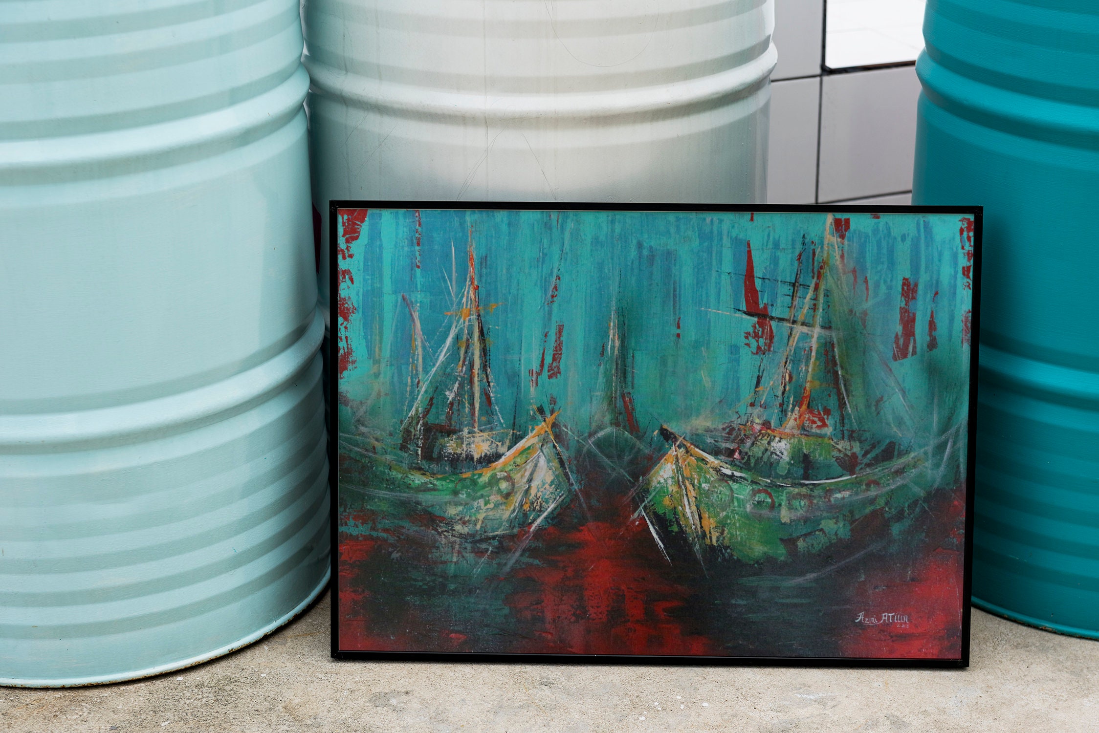 Sailing Ships A Colorful Pirate Ship Print Two Boats Etsy
