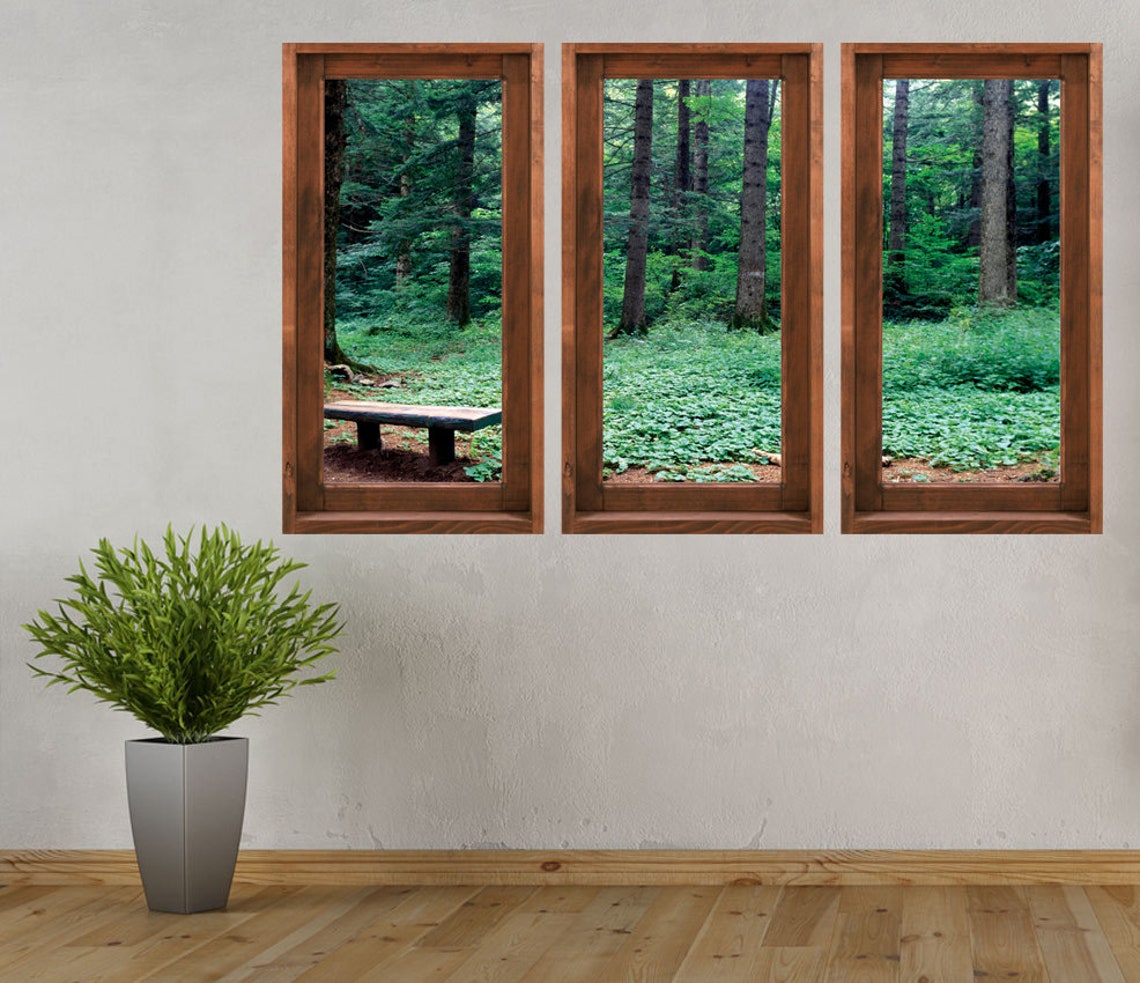 3D Window Wall Art Decals A Set of 3 Forest Wall Art | Etsy