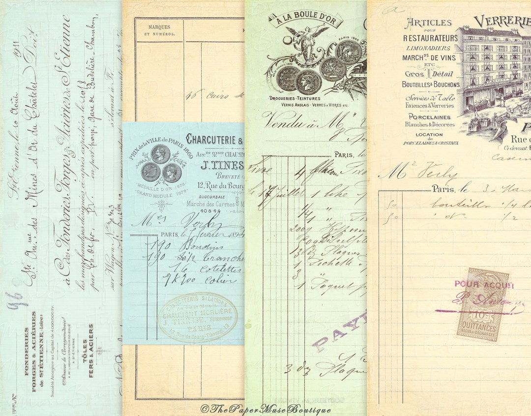 Collage Paper, Antique Papers, Vintage French Ephemera, Printable ...
