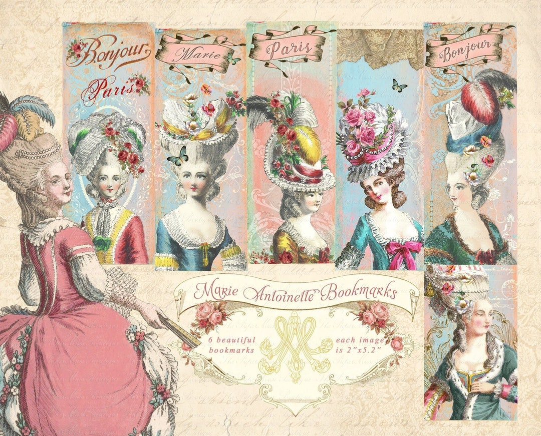 Marie Antoinette Bookmarks, Shabby French Ephemera, Printable Marie ...