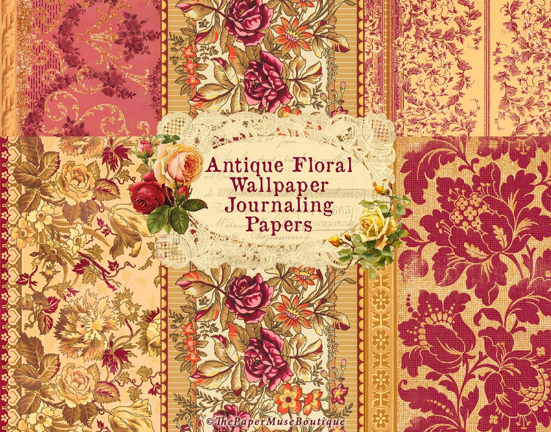Antique Floral Wallpaper Journaling Papers, Junk Journal Digital ...