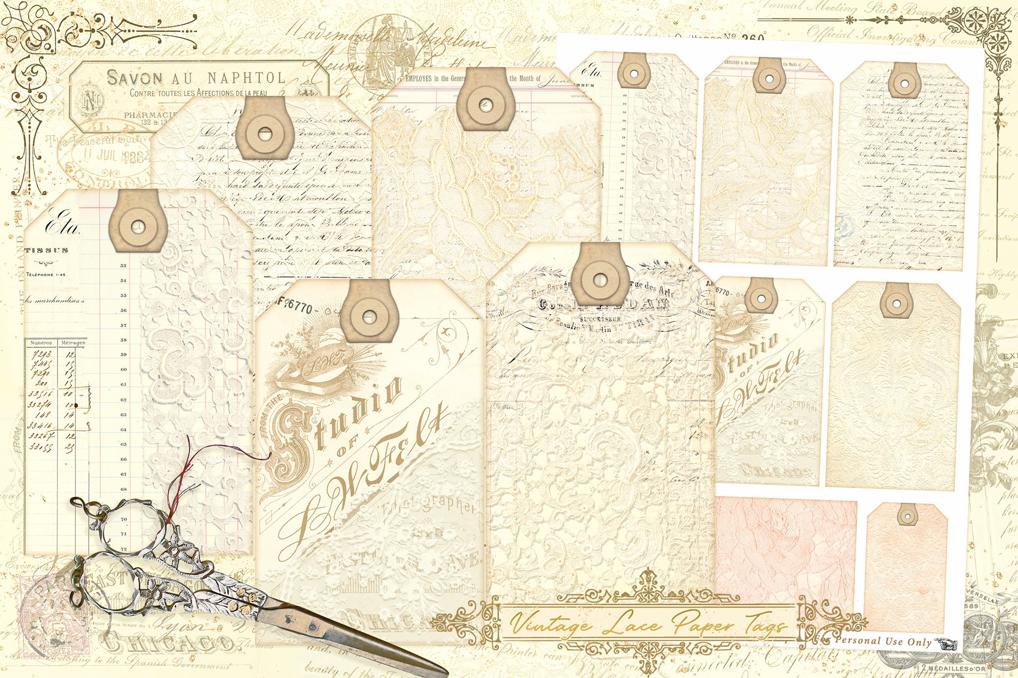 Printable Ephemera Tags, Junk Journal Tags, Digital Collage Sheet ...