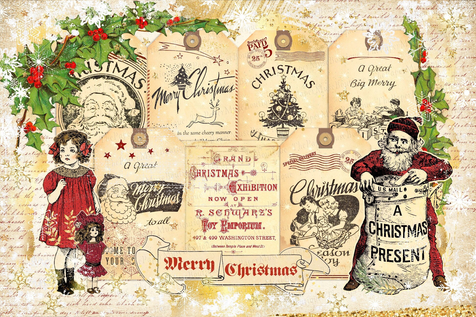 Christmas Junk Journal Ephemera Printable Christmas Ephemera - Etsy