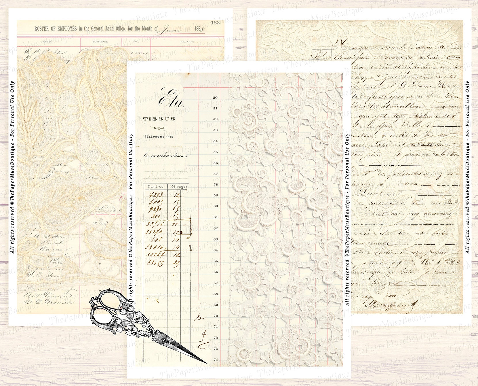 Vintage Ledger Pages, Printable Ledger Paper, Junk Journal Digital ...