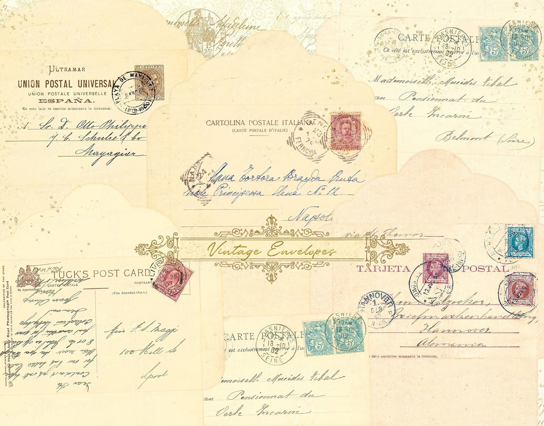 Printable Envelopes, Antique French Envelopes, Junk Journal Digital ...