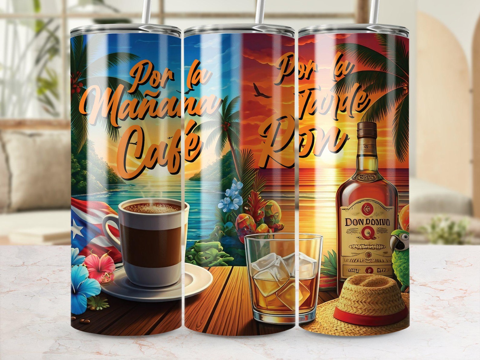 Puerto Rico 20oz Tumbler Wrap, Coffee & Rum, Por La Mañana Cafe Por La ...