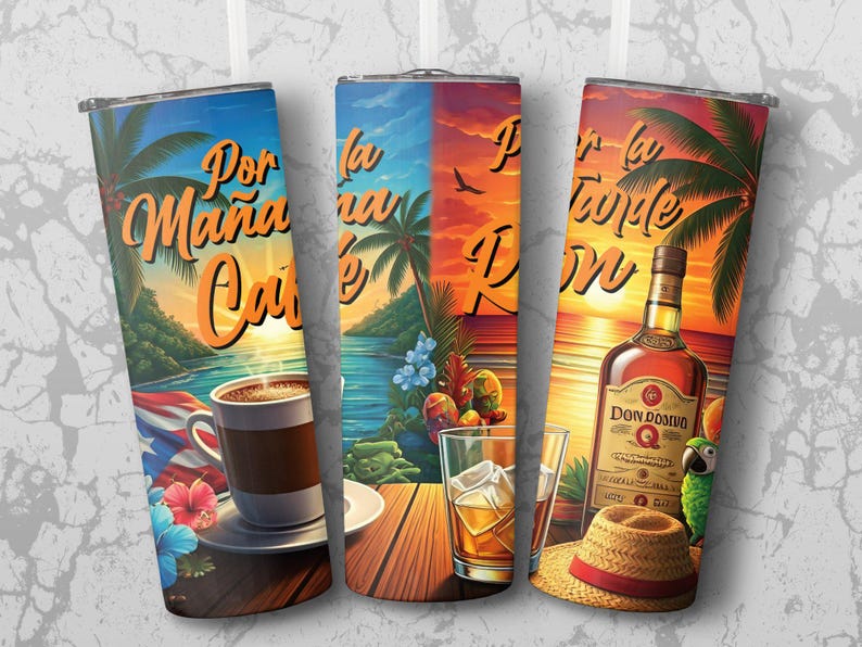 Puerto Rico 20oz Tumbler Wrap, Coffee & Rum, Por La Mañana Cafe Por La ...