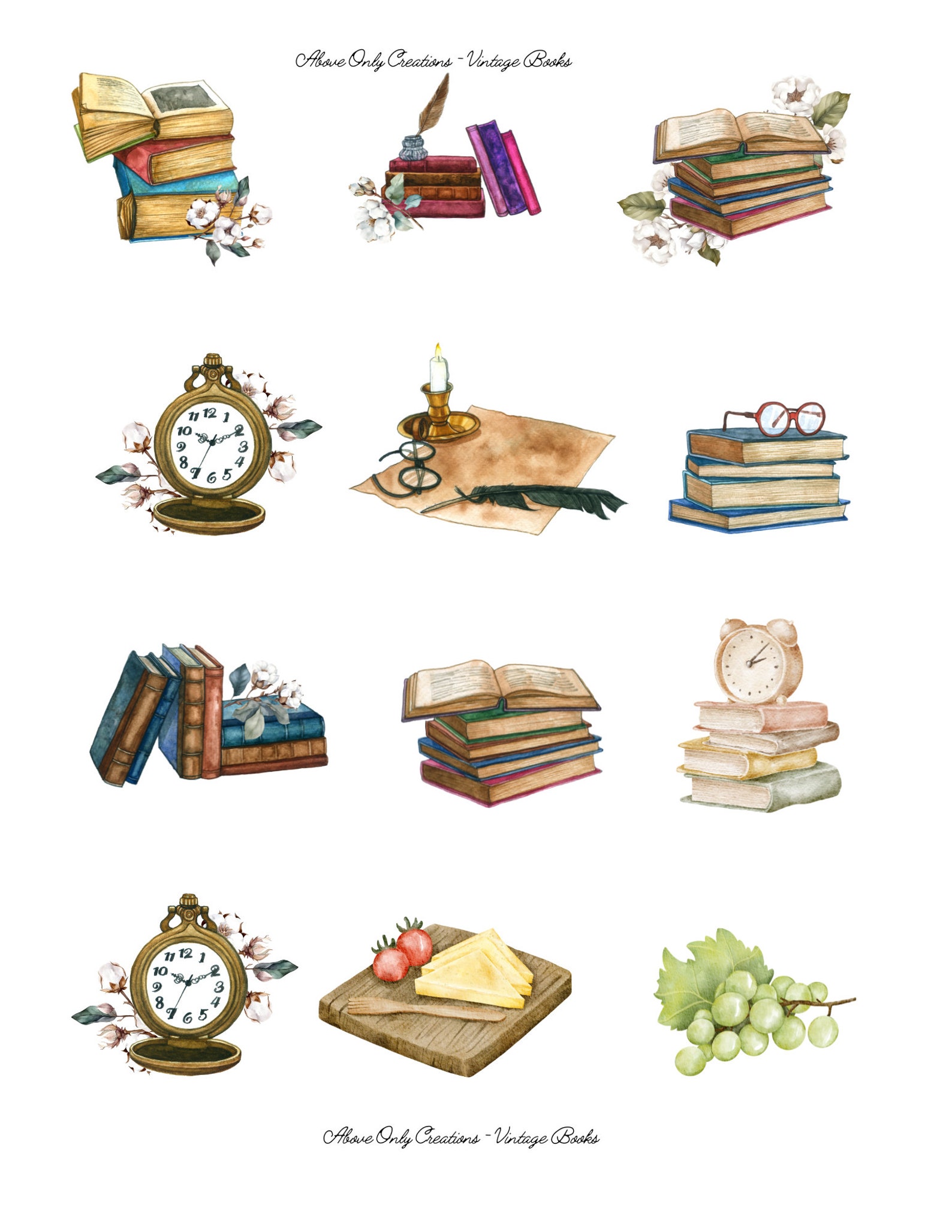 Vintage Books - Sticker Download - Etsy