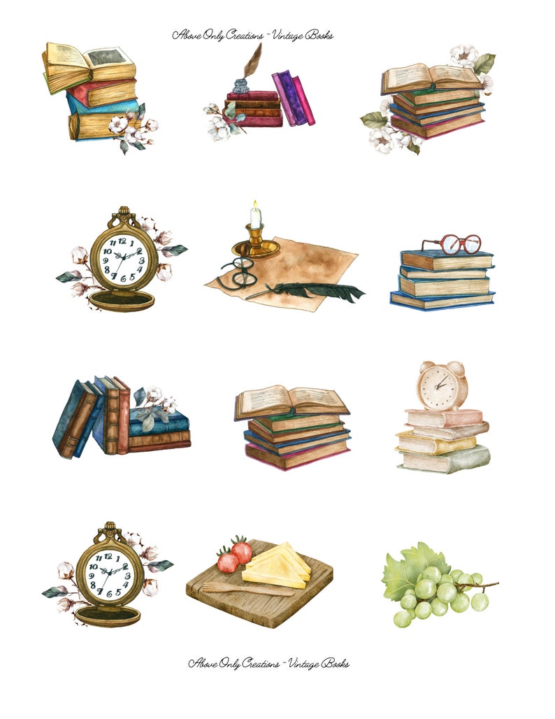 Vintage Books - Sticker Download - Etsy