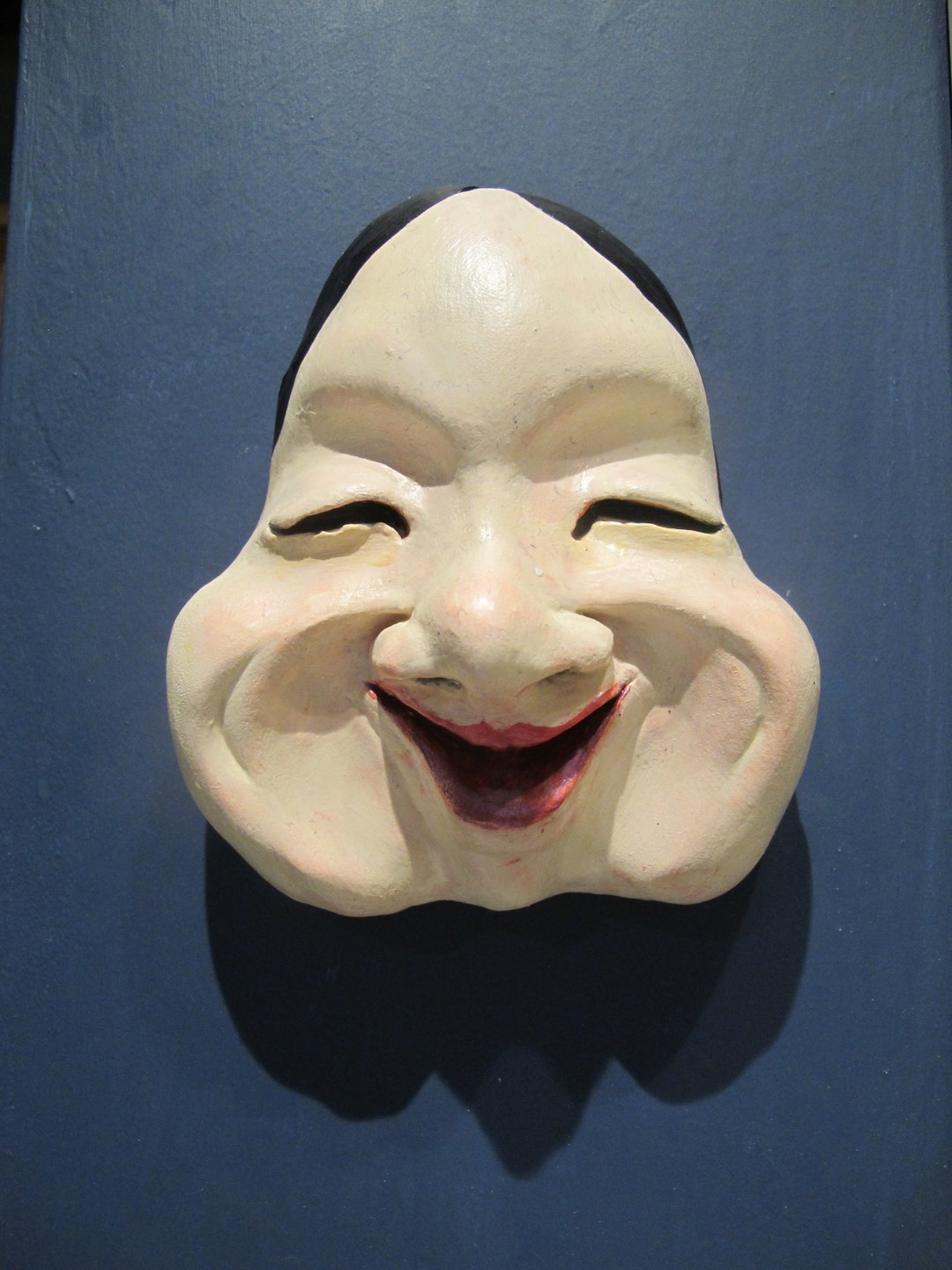 Hand-painted Clay Noh Mask, Japanese Theater Sculpture - Etsy