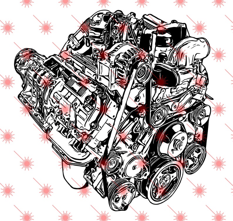 Ford F350 Engine svg dxf eps vector file for engraving | Etsy