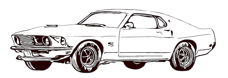 1969 Ford Mustang png svg dxf eps vector files for engraving | Etsy