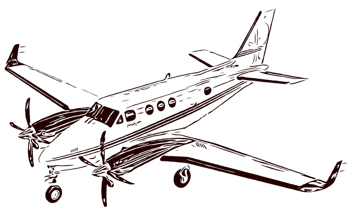 Beechcraft svg dxf eps vector files for engraving Silhouette | Etsy