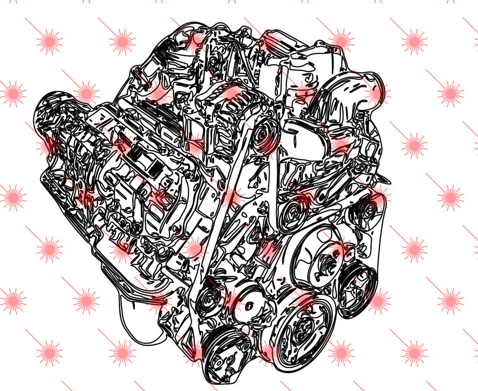 Ford F350 Engine svg dxf eps vector file for engraving | Etsy