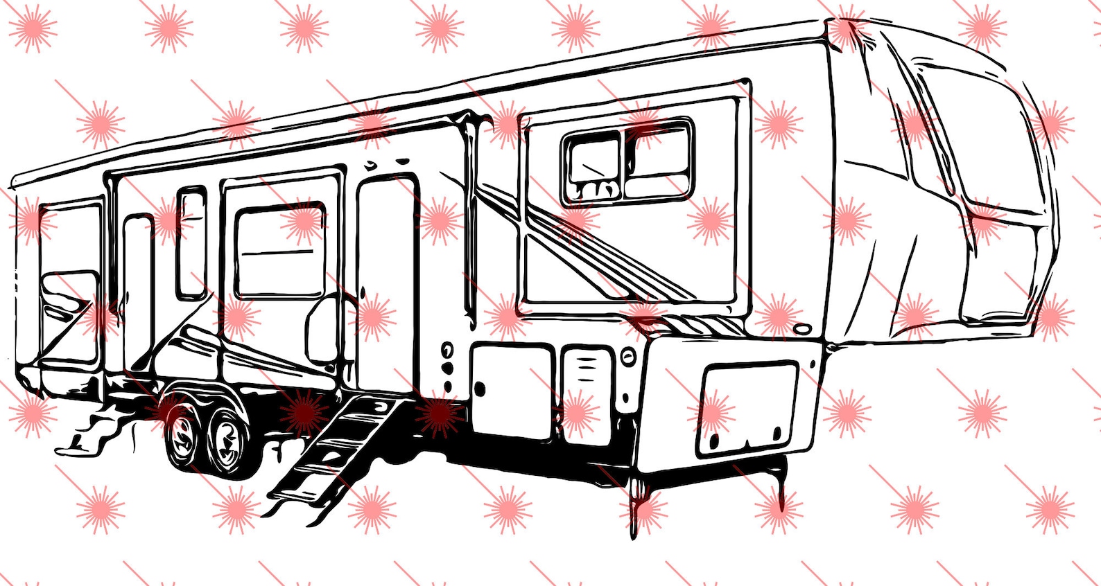 Camping 5th Wheel RV Trailer svg dxf eps vector file for | Etsy
