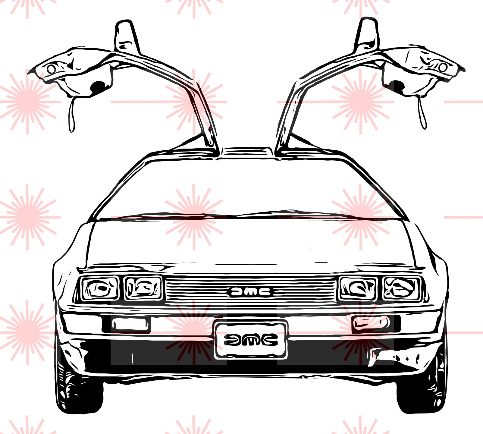 Delorean png dxf svg archivos vectoriales eps para | Etsy