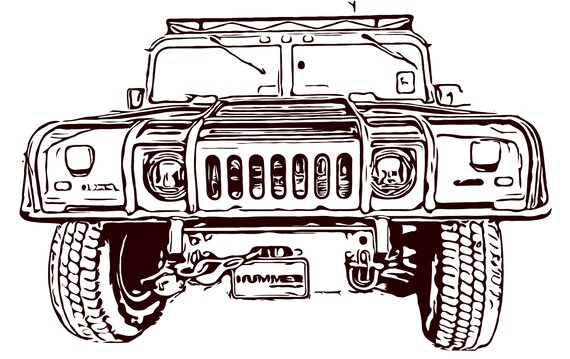 Hummer svg dxf eps png vector file for engraving Silhouette | Etsy