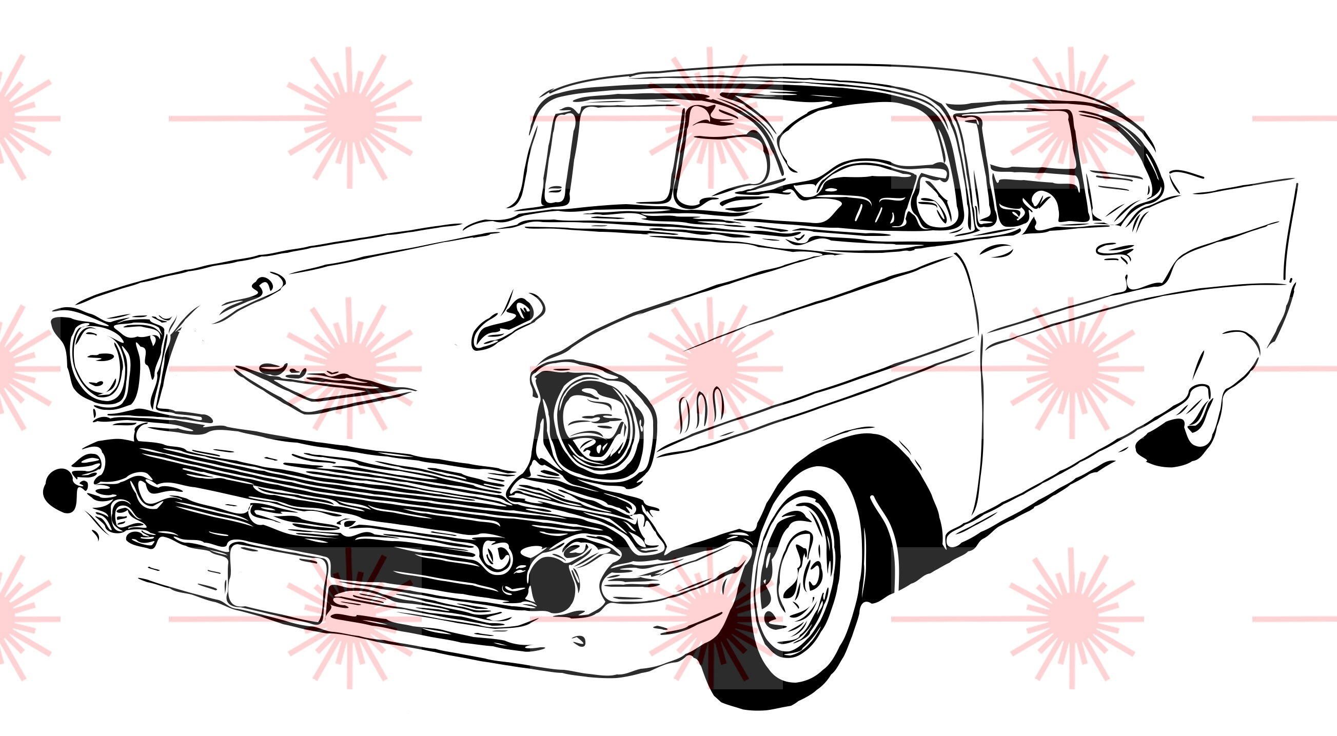 1957 Chevy Bel Air svg dxf eps png vector file for engraving | Etsy