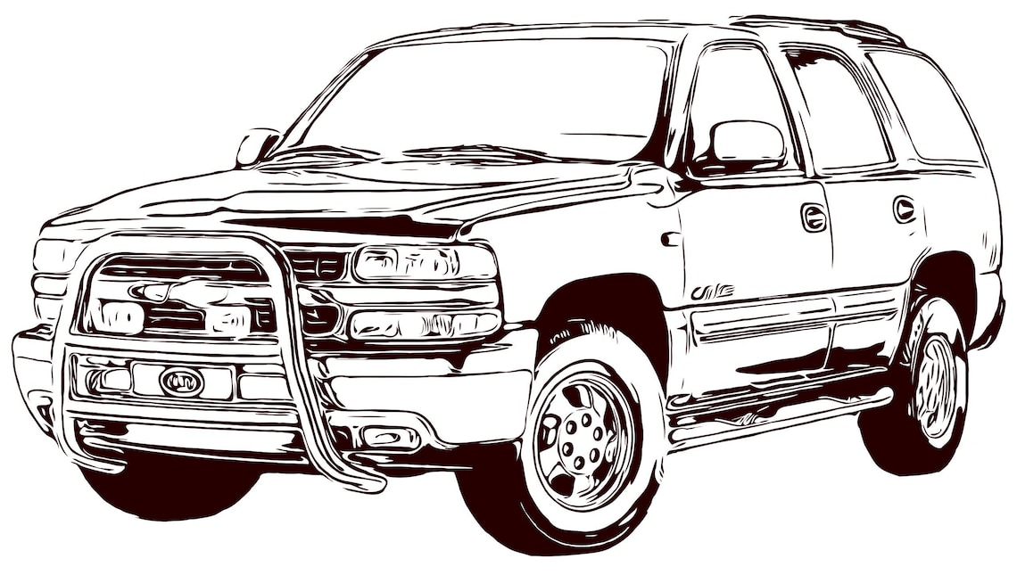 2000 Chevy Tahoe svg dxf eps png vector file for engraving | Etsy