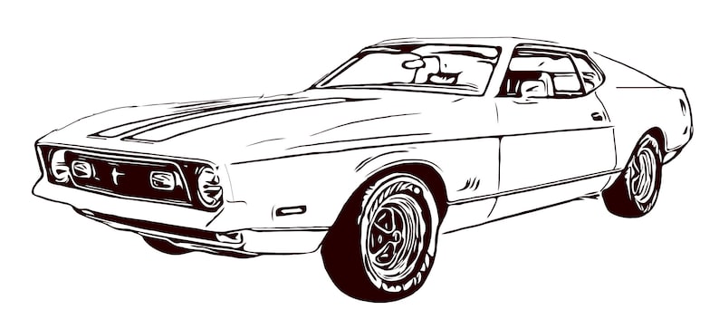 1972 Ford Mustang png svg dxf eps vector files for engraving | Etsy