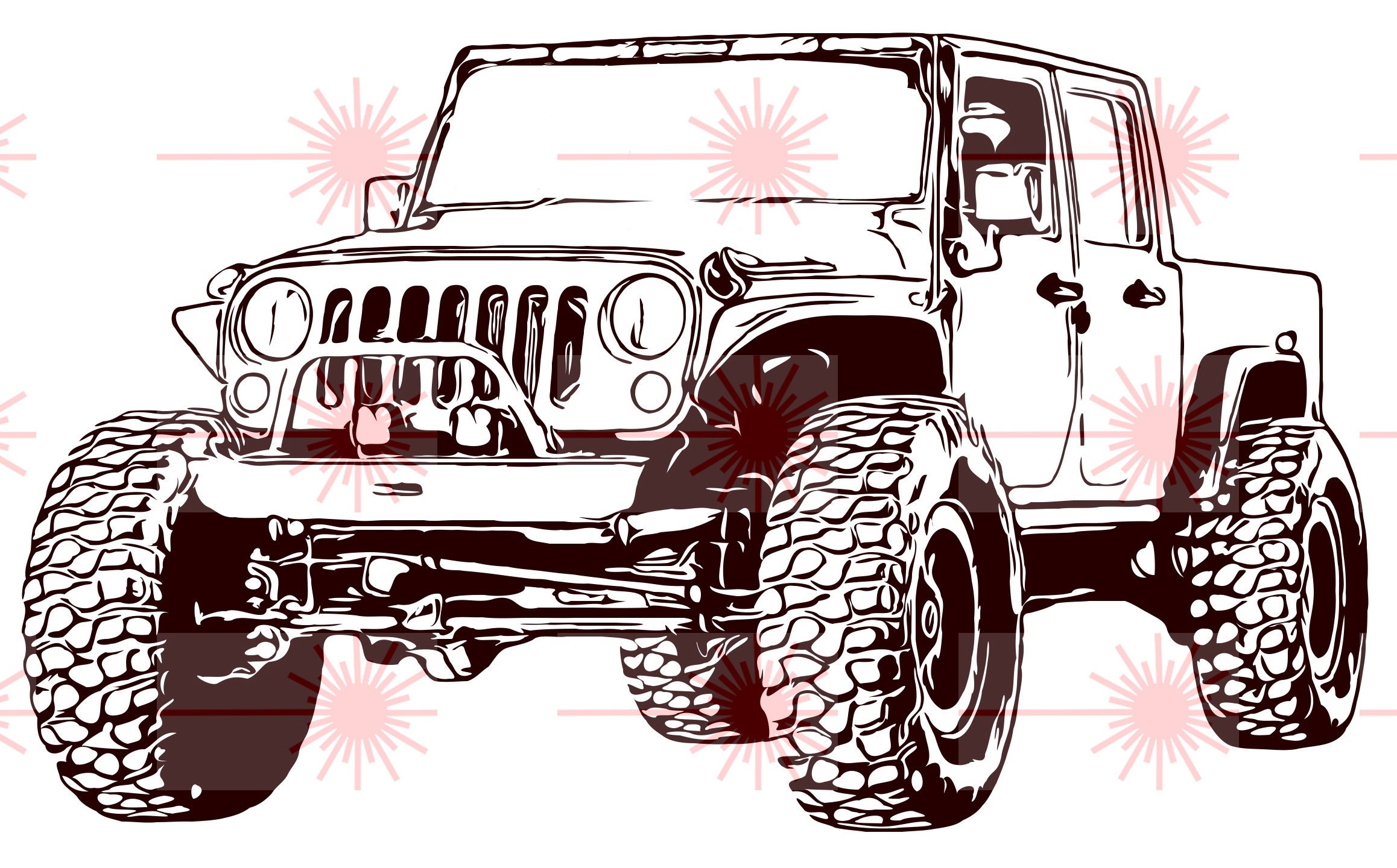 Jeep svg dxf eps vector files files for engraving Silhouette | Etsy